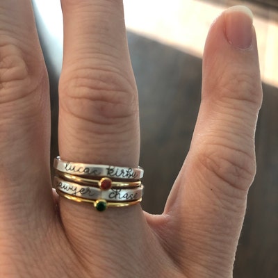 Stackable Rings Custom Name Rings Cursive Name Rings - Etsy UK