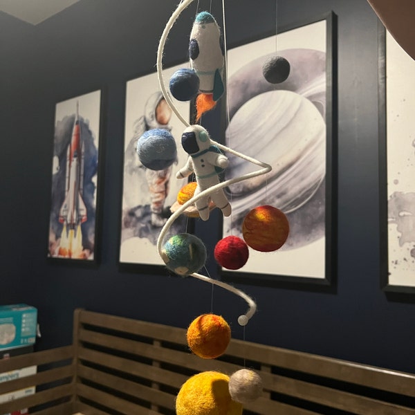 Solar System Mobile Nursery Outer Space Mobile Crib Felt Planets Mobile ...