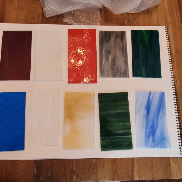 Stained Glass Sheet Variety Pack of 10- 7" X 4" Pieces of Premium Glass ...