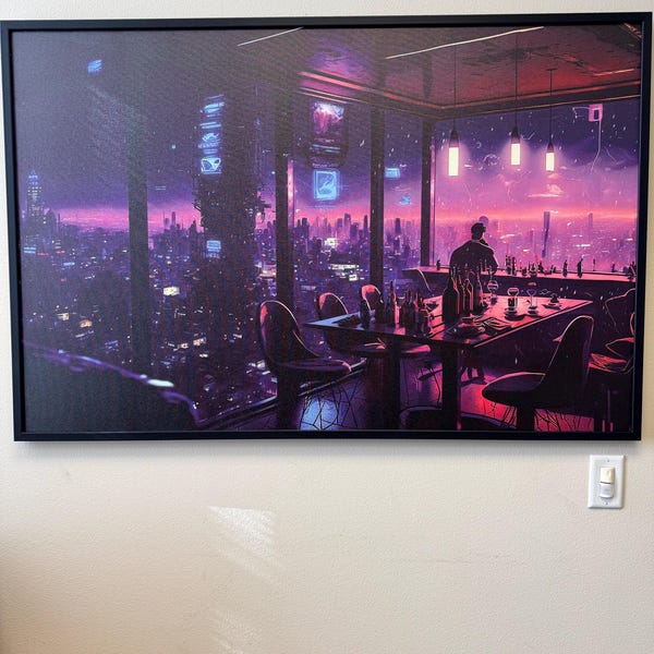 Cyberpunk Night City Landscape "skyscraper Solitude" Canvas Neon Lights ...