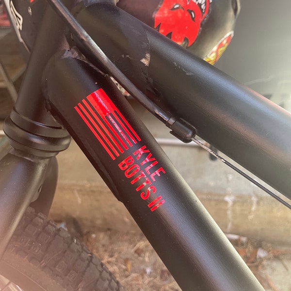 Bike Name Decal Custom Sticker With American Flag | Bicycle Frame Decal ...