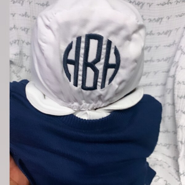 Monogrammed White Baby Boy Bonnet, Baby Shower Gift, White Bonnet ...