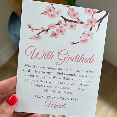Sympathy Acknowledgement Cards, Personalized Funeral Thank You Cards ...