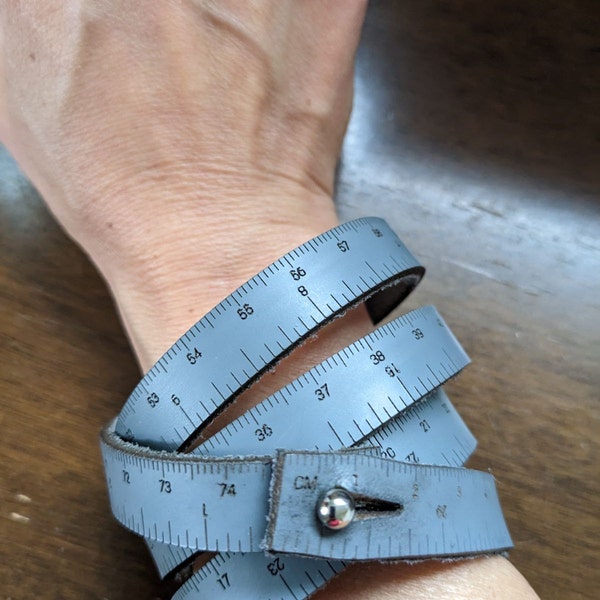WRIST RULER Dark Brown Tape Measure Bracelet Leather Cuff Leather Wrap ...