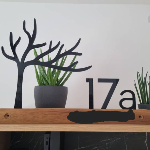 Modern House Numbers - Tree 02 Wooden & Acrylic Signs - African Teak ...