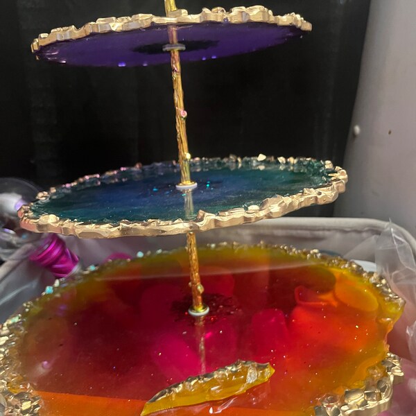 Pink and Pearl Resin Trays/resin Tiered Trays/pink Pearl Cupcake Holder ...