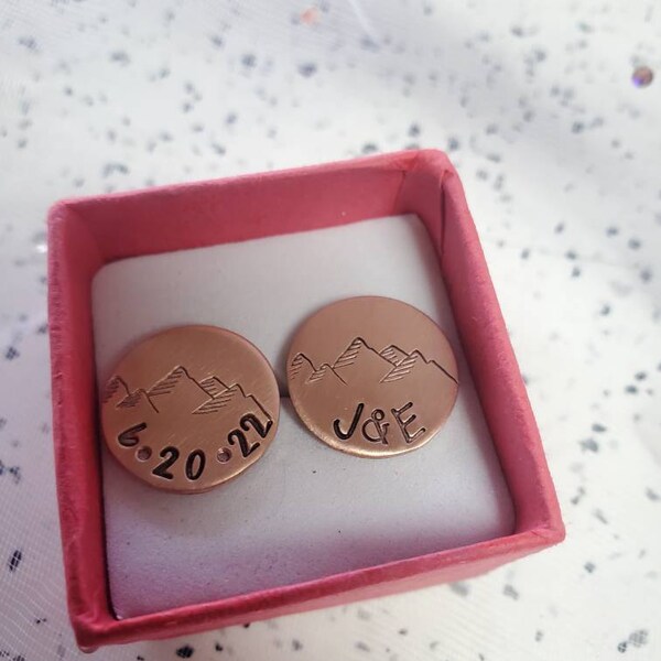 Mountain Range Cuff Links, Outdoors Man Engraved Cufflinks, Anniversary ...