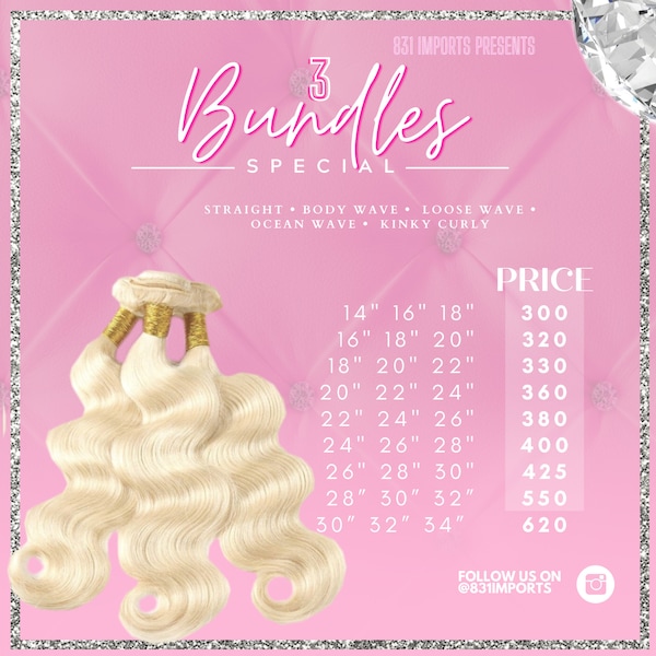 DIY - Create Your Own Hair Price List and Bundles Hair Flyer. Use Our ...
