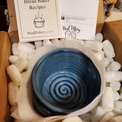 Bread Baker Pottery Bread Baking Pot in Blue Glaze 12 Recipes Included ...