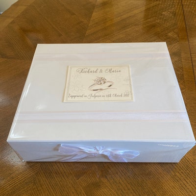 Personalised Engagement Keepsake Box & Photo Album Ring or Hearts ...