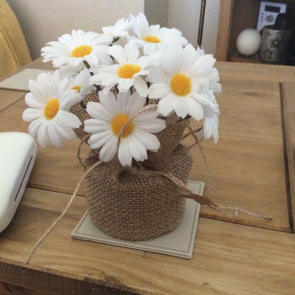 Daisies Table Decor White Yellow Daisy Decoration Silk Flowers ...