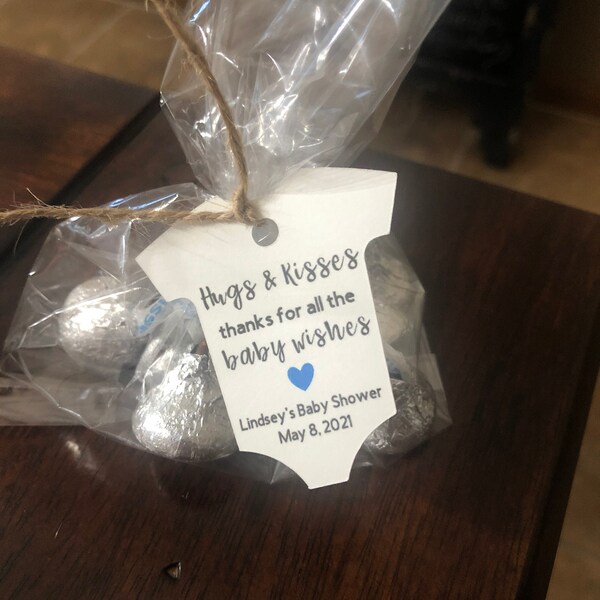 Hugs & Kisses Thanks for All the Baby Wishes Tags (2" Wide), Baby ...