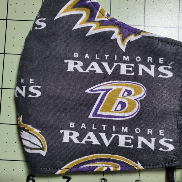 NFL Football Baltimore Ravens on Black Woven Cotton Fabric Priced by ...