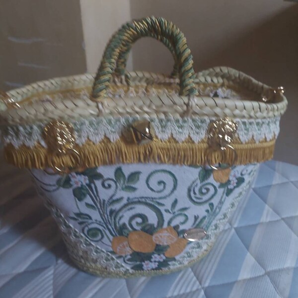 Sicilian Coffa, Lemon Straw Bag, Sicilian Bag - Etsy