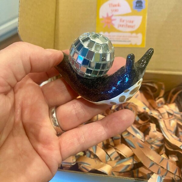 Handmade Disco Ball Snail Figurine: Hand-sculpted and Painted - Etsy