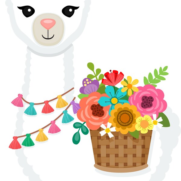 Darling Llamas - Decorated Llama - Clipart - Alpaca Clip Art - Digital ...