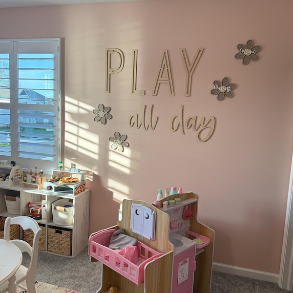 Play All Day, Playroom Decor, Nursery Decor, Word Signs, Kids Decor ...