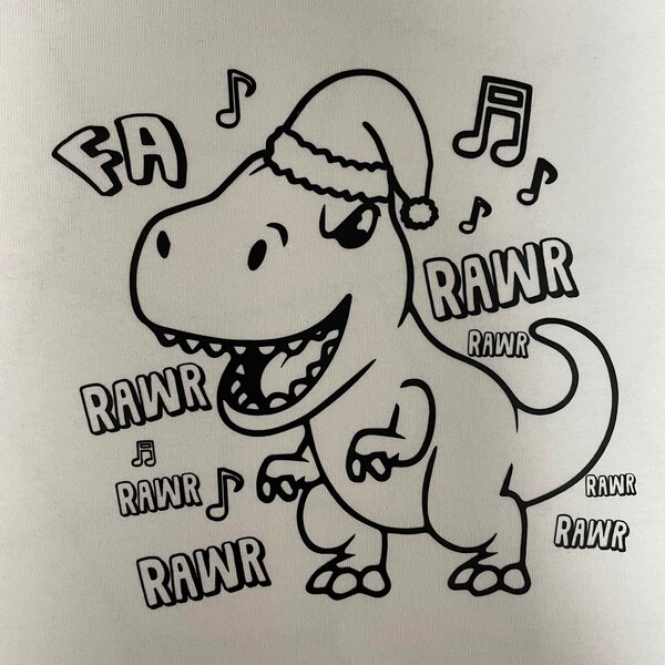 T-rex Christmas Coloring SVG, Funny, Cartoon, Rawr, Coloring Page ...