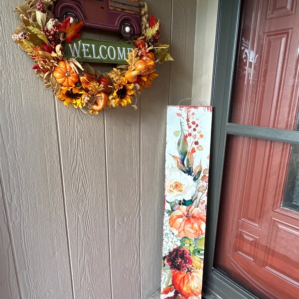 Hello Fall Porch Sign Front Porch Fall Welcome Sign With Vintage Autumn ...