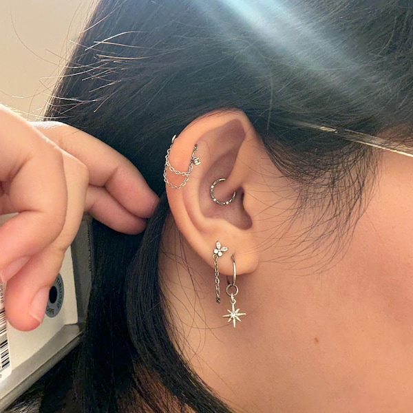 Gold Daith Jewelry Earring, Simple Titanium Minimalist Daith Jewelry ...