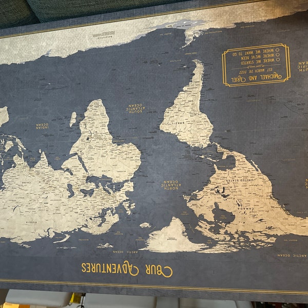 Large World Map Push Pin Executive Style 24x36 or 24x16 Customized Pin ...