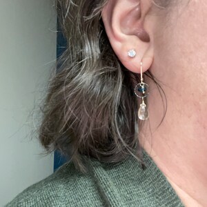 Aquamarine and Moonstone Earrings, March Birthstone, Teal Flower ...