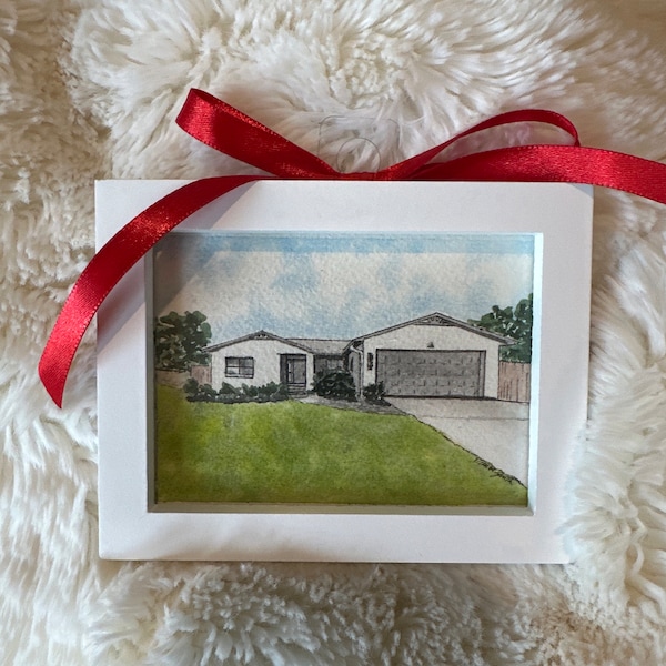 HAND PAINTED Watercolor House Portrait, Realtor Gift Basket, House ...