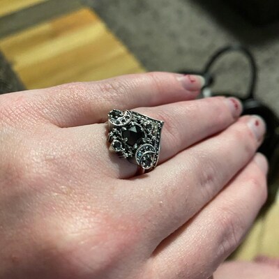 Gothic Cosmos Moon Engagement Ring Set Silver Moon and - Etsy UK