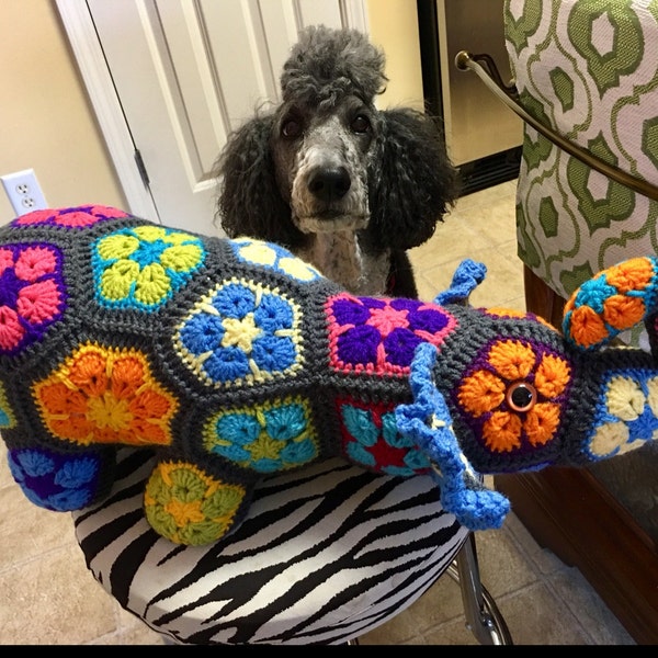 Stegosaurus, Crochet Dinosaur, Puff Handmade Using African Flower Motif ...