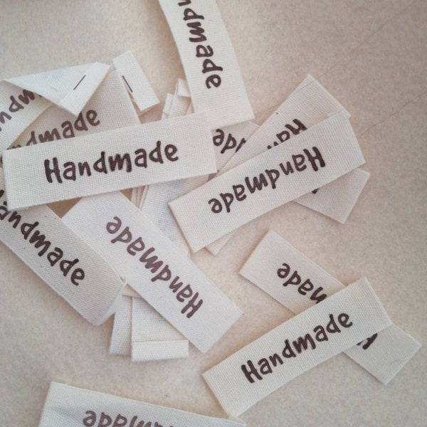 50 PCS HANDMADE With LOVE Fabric Labels 20*20mm- Handgemachte ...