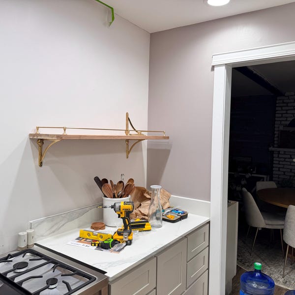 Brushed Satin Brass Gallery Rail | Kitchen Fiddle Tipping Shelf Rail ...