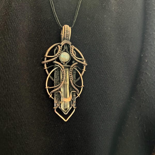 Tiger Eye,moonstone Evil Eye Gemstone Copper Wire Wrap Pendant Jewelry ...