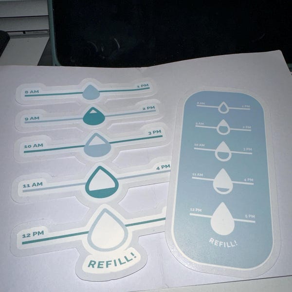 Water Bottle Tracker Sticker | Easy Peel Glossy | 10 Hour H20 Tracker ...