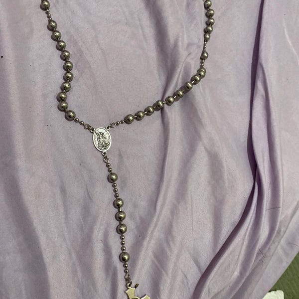 Stainless Steel 8mm Beads, Ball Chain Catholic Rosary With St. Benedict ...
