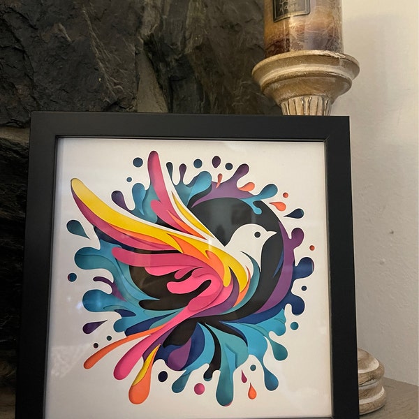 Layered Bird SVG, Shadow Box Template, Sparrow Bird 3D SVG Shadowbox ...