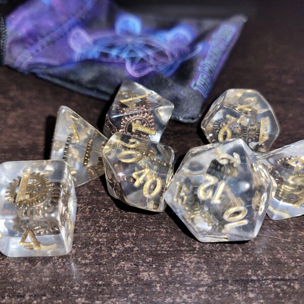 Gnome Tinkerer Dice Set – Steampunk With Gear Inclusions Copper, Bronze ...