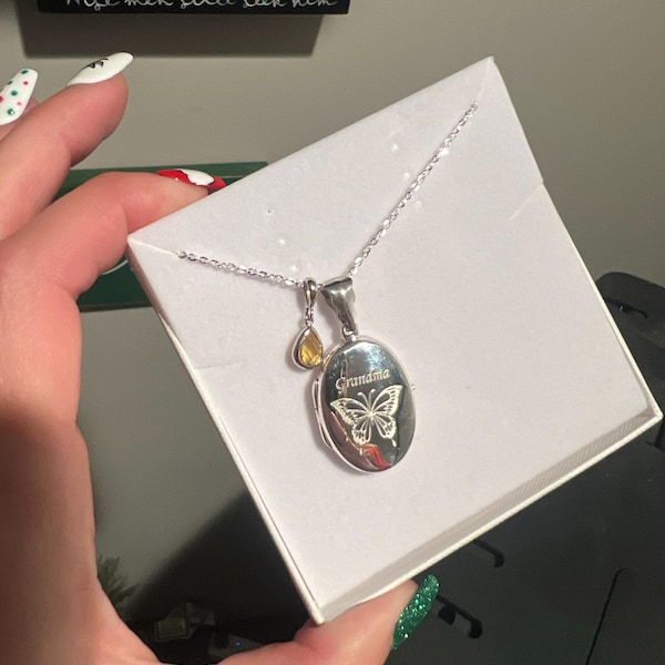 Cutsom Engrave Oval Gold Plated Locket With Photo,custom Birthstone ...