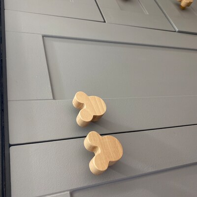 6pc Wooden Mouse Knob natural Wood Color for Dresser Drawers Mouse ...