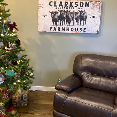 Cattle Company Ranch Farmhouse Cow Decor Sign Family Room Wall Art ...