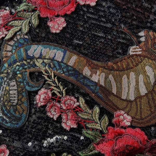 Large Sequined Cobra Snake Patch, Iron on Patch, Embroidered Patch ...