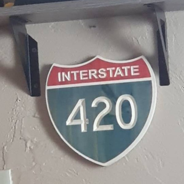 Interstate 420 Shield Carved Wood Highway Sign. Weed Lovers Man Cave ...