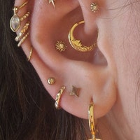 7mm 14K & 9K Solid Gold Moon Daith Ring, 18 Gauge / 1 Mm Daith Hoop ...