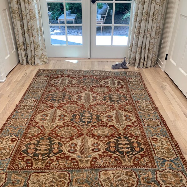 5x7 Black and Blue Turkish Silk Rug - Etsy