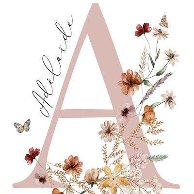 Custom Floral Initial Print, Custom Wildflower Prints, Personalized ...