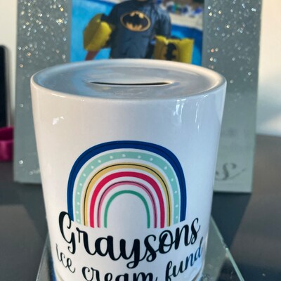 Personalised Rainbow Money Box Custom Name Initial Gift for Her Gift ...