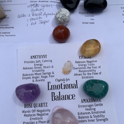 Crystal Set Crystals for Emotional Balance Rose Quartz Citrine Amethyst ...