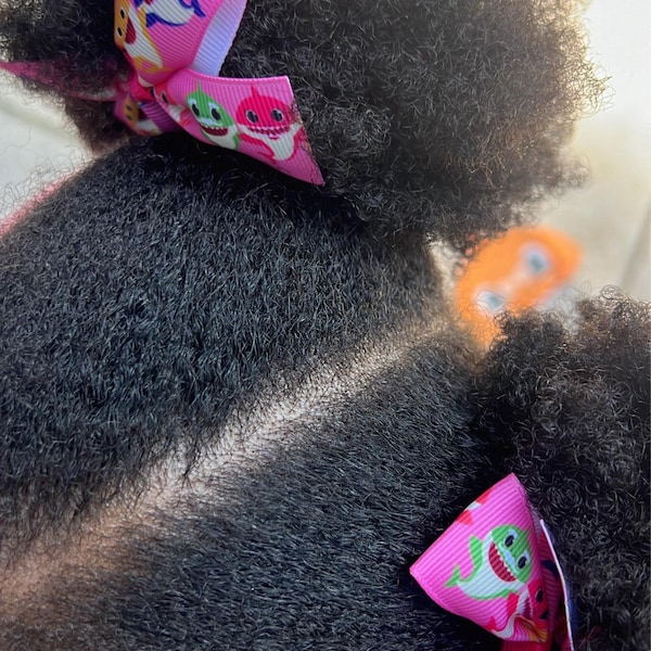 Pair of Dogs Ribbon Hair Bows Alligator Clip/bobbles Girls Baby Toddler ...