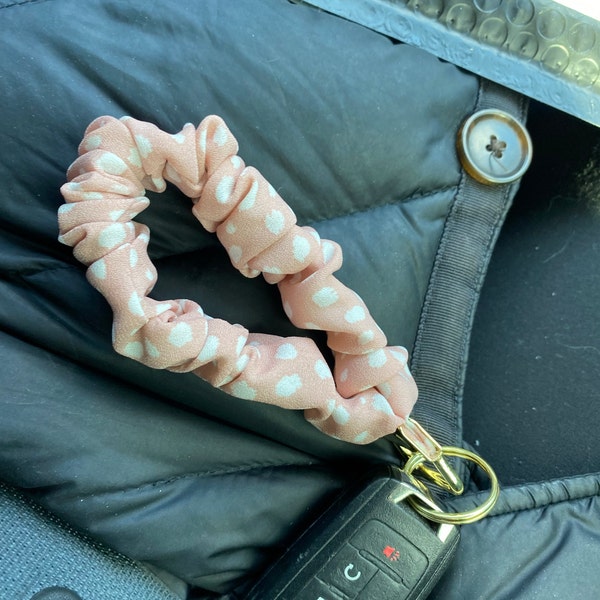 Handmade Scrunchie Wristlet Keychain: Gold Hardware Key Fob - Etsy