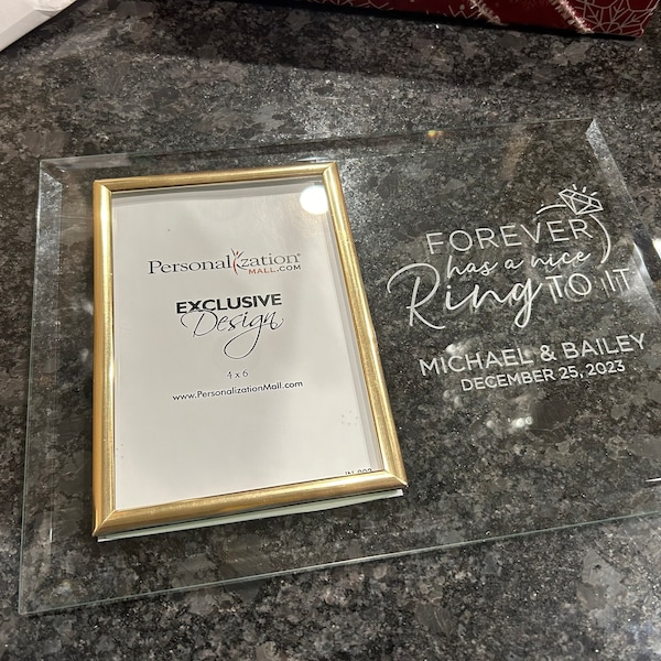 We’re Engaged Engraved Engagement Glass Frame, Engagement Gifts ...