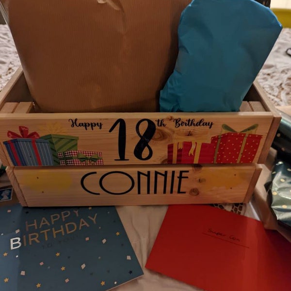 Personalised Birthday Crate, 18th 21st Age Birthday Gift Box, Snack ...
